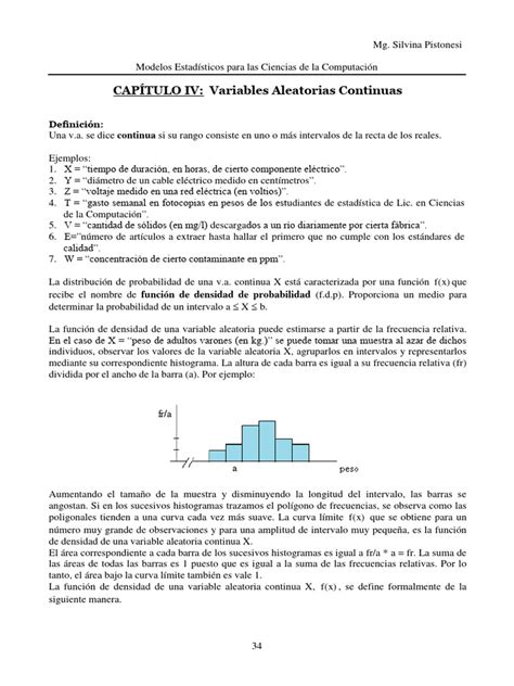 Variables Aleatorias Continuas Pdf Función De Densidad De