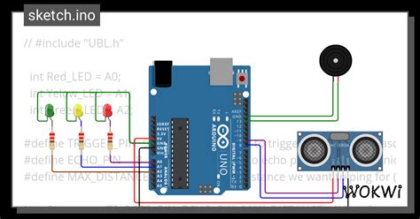 Untrasonic Buzzer And Lamp Wokwi ESP STM Arduino Simulator