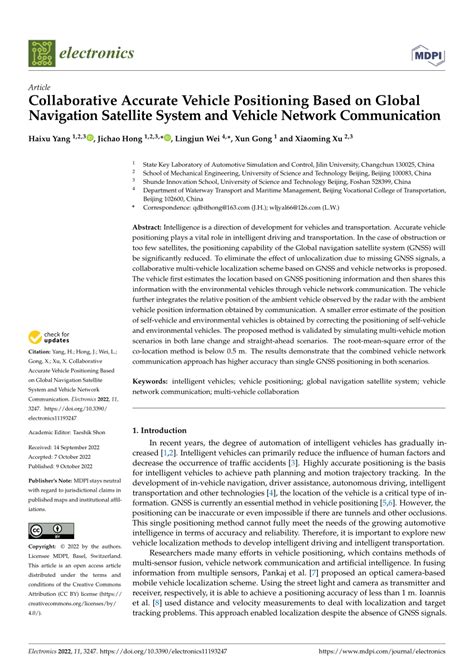 Pdf Collaborative Accurate Vehicle Positioning Based On Global Navigation Satellite System And