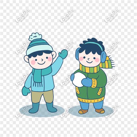 눈싸움 놀고 눈덩이 아이 Png 일러스트 무료 다운로드 Lovepik