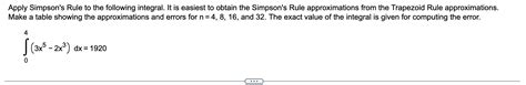 solved apply simpson s rule to the following integral it is