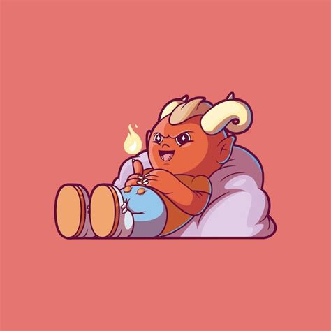 Premium Vector A Lazy Devil Character Relaxing On The Floor Vector Illustration Mascot Funny