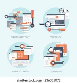 Set Flat Design Web Development App Stock Vector Royalty Free