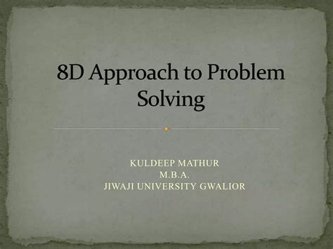 8D Approach To Problem Solving PPTX