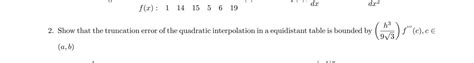Solved 2 Show That The Truncation Error Of The Quadratic
