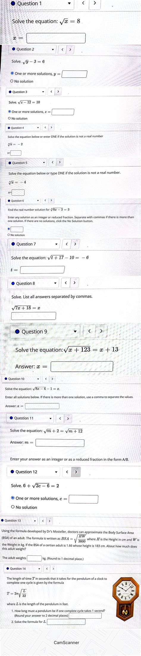 Solved Lista X Solve The Equation Question 1 X Solve Chegg Com