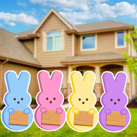 Easter Peeps Yard Decorations 4 Pack All Colors Add Custom Names Signway