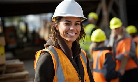 Premium Ai Image Portrait Of Successful Woman Constructor Wearing