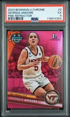 2023 Bowman University Chrome Pink Refractor 2 Georgia Amoore Psa 5