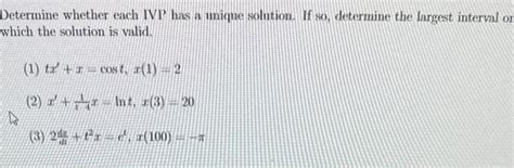 solved determine whether each ivp has a unique solution if