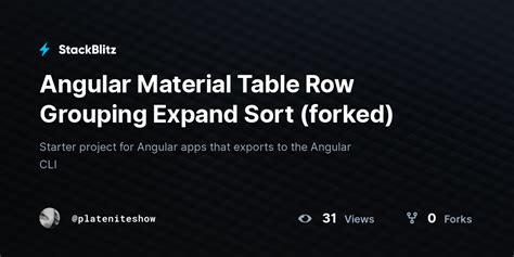 Angular Material Table Row Grouping Expand Sort Forked Stackblitz