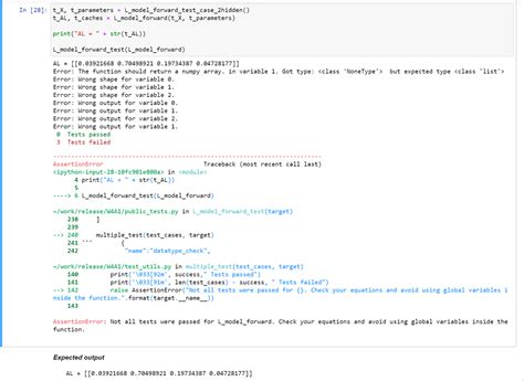 Output Correct But It Keeps Saying Fail The Tests Course 1 W4 Building Your Deep Neural