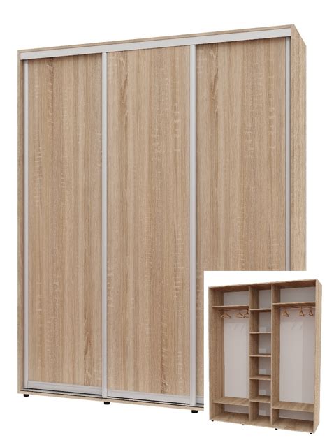 Шкаф купе трехдверный Алекса 200 60 220 см Дуб Сонома 3 двери ДСП ШК 04 купить онлайн на Rozetka