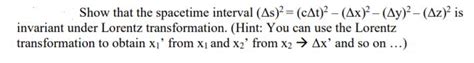 solved show that the spacetime interval as 2 cat 2