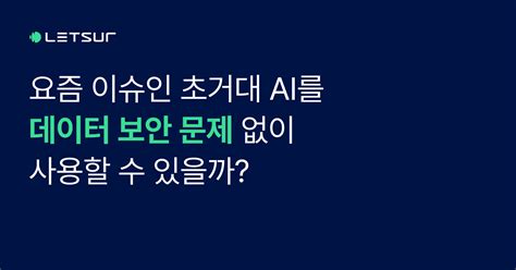 요즘 이슈인 초거대 Ai를 데이터 보안 문제 없이 사용할 수 있을까 Letsur Blog