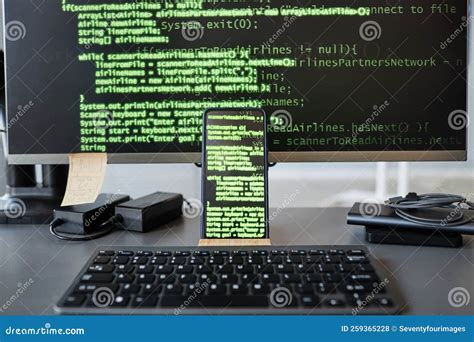Mobile App Programming In Green Code Stock Photo Image Of Background Career 259365228