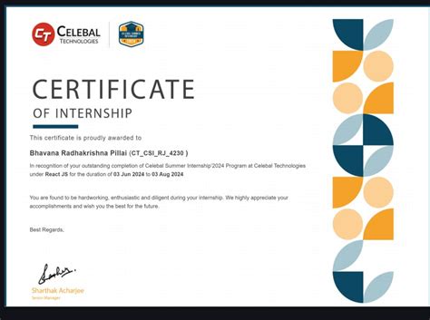 Bhavana Pillai On Linkedin Reactjs Celebaltechnologies Internship