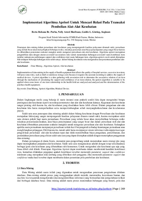 Pdf Implementasi Algoritma Apriori Untuk Mencari Relasi Pada Transaksi Pembelian Alat Alat