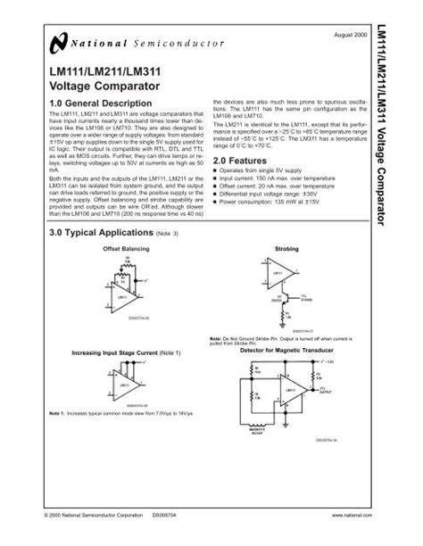 Lm311 Single Supply Comparator Circuits