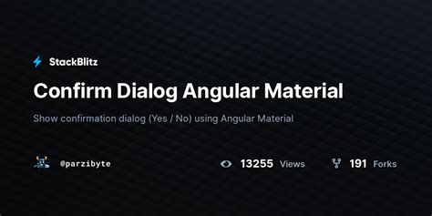 Confirm Dialog Angular Material Stackblitz