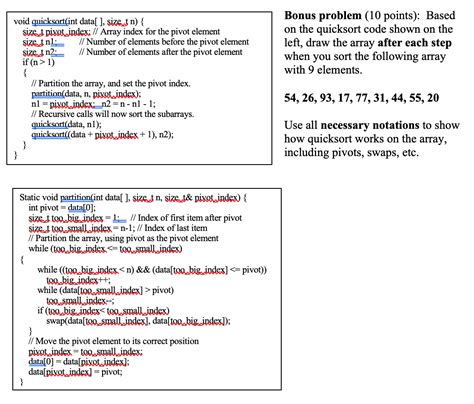 solved bonus problem 10 points based on the quicksort