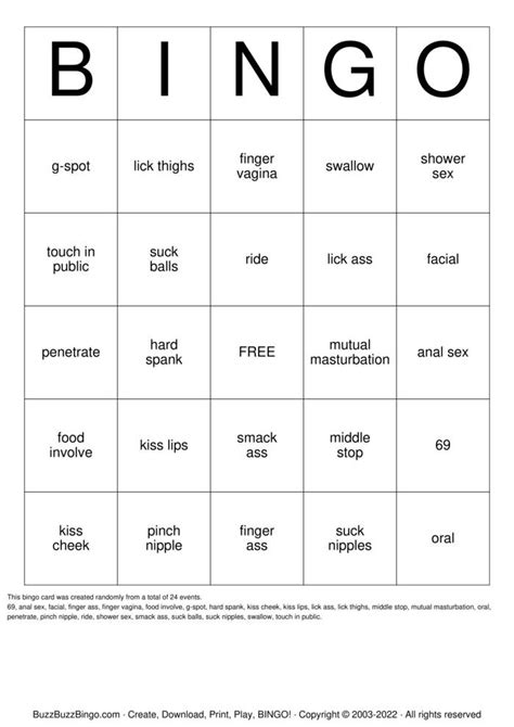 Sex Bingo Bingo Cards To Download Print And Customize