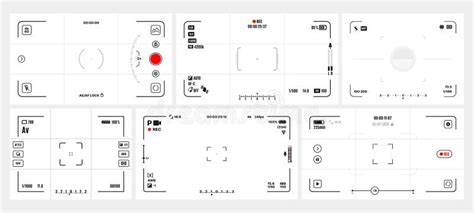 Video And Photo Camera Viewfinder Display Frames Stock Vector
