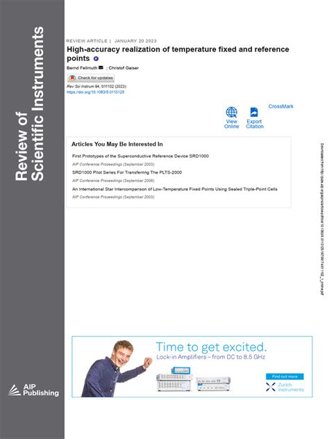 2023 High Accuracy Realization Temperature Fixed Point Gaiser Pdf