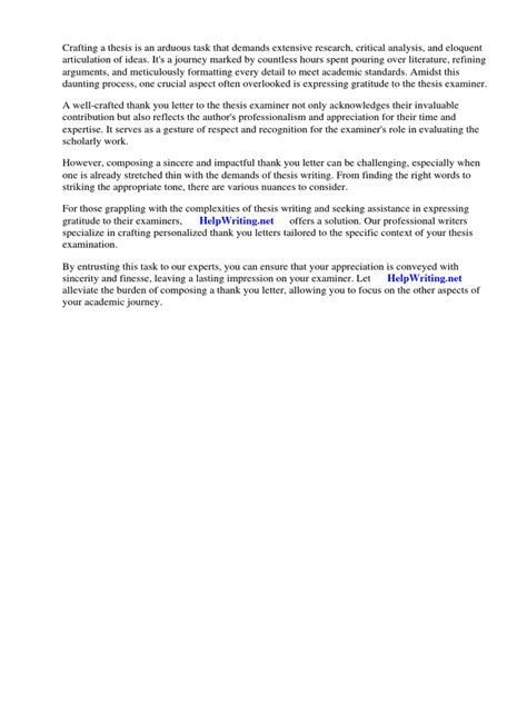 Thank You Letter Thesis Examiner Pdf Thesis