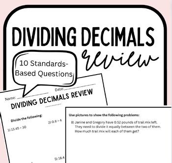 Dividing Decimals Review Questions By Kaitlin J Esplin TPT