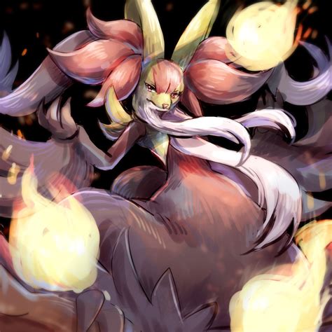 Delphox And Mega Delphox Pokemon And 1 More Drawn By Misubarurin