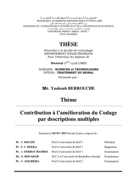 Pdf Contribution To The Improvement Of Multiple Description Coding