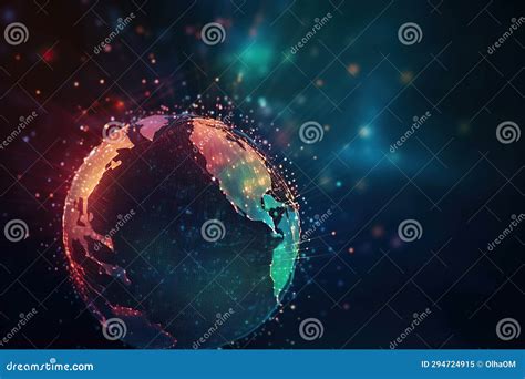 Big Data Abstract Background With Planet Earth Futuristic Technology Network Concept Global