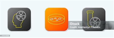 선 머리와 방사선 기호 박테리아가 있는 페트리 접시 및 시험관 아이콘을 설정합니다 벡터 건강 진단에 대한 스톡 벡터 아트 및 기타 이미지 건강 진단 건강한 생활방식