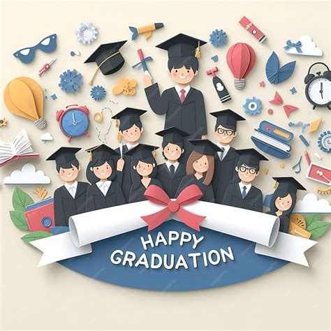 Un Círculo De Imágenes De Graduación Con Las Palabras Feliz Graduación