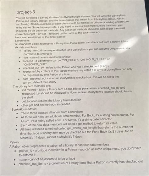 solved project 3 you will be writing a library simulator