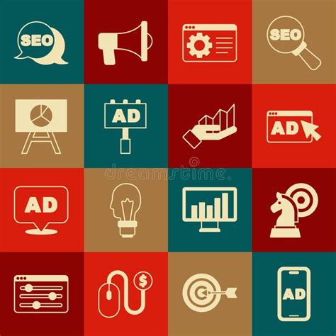 Set Advertising, Chess, Browser Setting, Board with Graph Chart, SEO Optimization and Pie ...
