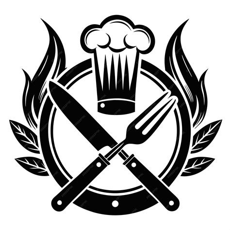 A Black And White Logo For A Chefs Knife And A Knife Premium Ai