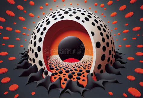 Visual Illusion A Ball Is Moving On Rotating Mottled Red Black Hole
