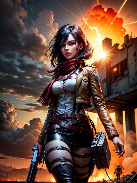 Immense Explosion Dominating The Background Sky Filled With A Menacing Blend Of Oranges Subtle