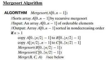 Answered The Algorithm Mergesort Calls The Algorithm Merge I Determine The Number Of