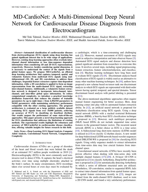 Pdf Md Cardionet A Multi Dimensional Deep Neural Network For
