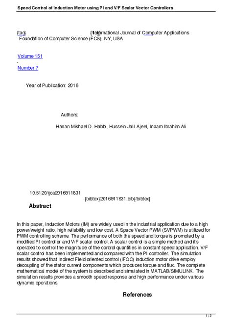 Pdf Speed Control Of Induction Motor Using Pi And Vf Scalar Vector