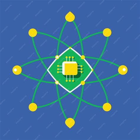 Technology Concept Flat Vector Style Illustration Featuring Quantum Computing Design Elements