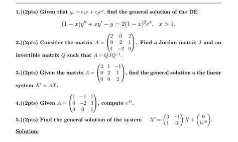 Solved Pts Given That Ye C X Cze Find The Chegg