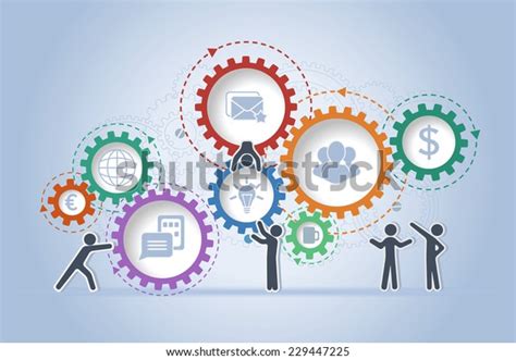 Concept Teamwork Building Working System Cogwheels Stock Vector Royalty Free 229447225