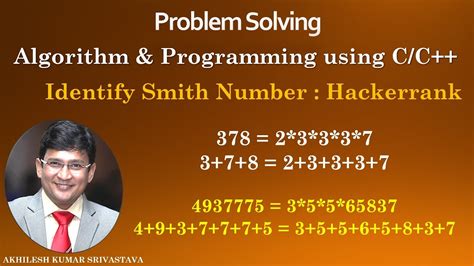 Identify Smith Number Hackerrank Mathematics Problem And Solution In Cc Youtube