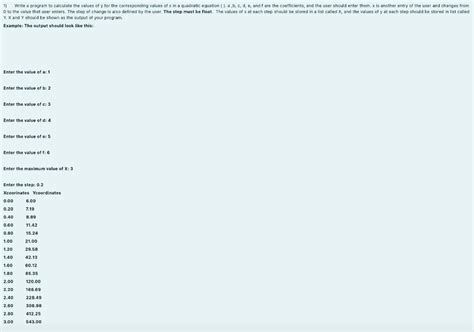 Solved Y X And Y Should Be Shown As The Output Of Your Chegg