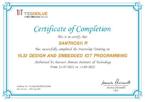 Santhosh R On Linkedin Internship Tessolve Design Iot Programming