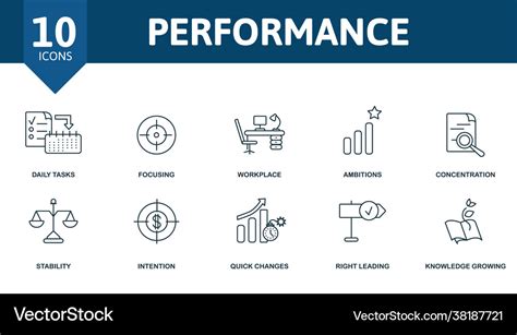 Performance Icon Set Contains Editable Icons Vector Image